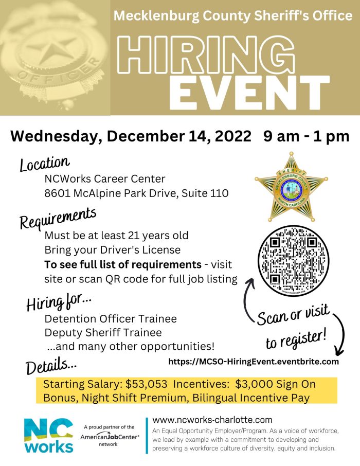 Mecklenburg Co. Sheriff's Office Hiring Event - Charlotte Works